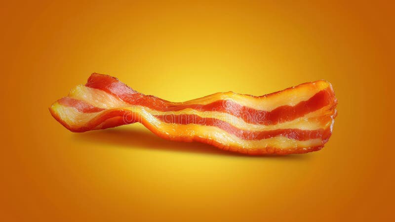 Closeup of Crispy Bacon Strips on a Vibrant Orange Background Sizzling ...