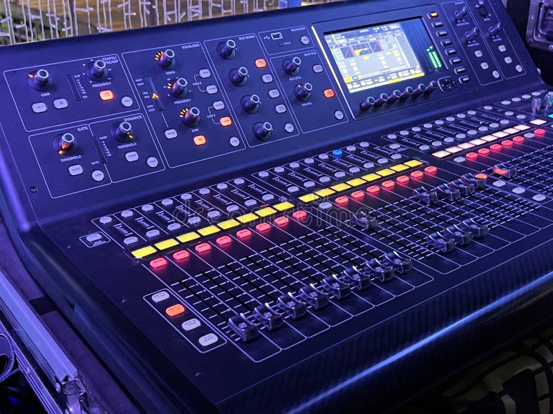 Closeup and Crop of Knobs with Button of Sound Music Mixer Control ...