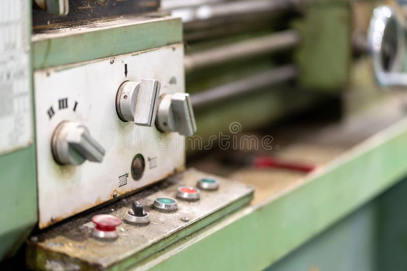 Closeup and Crop Old Model Lathe and Drilling Machine Stock Image ...