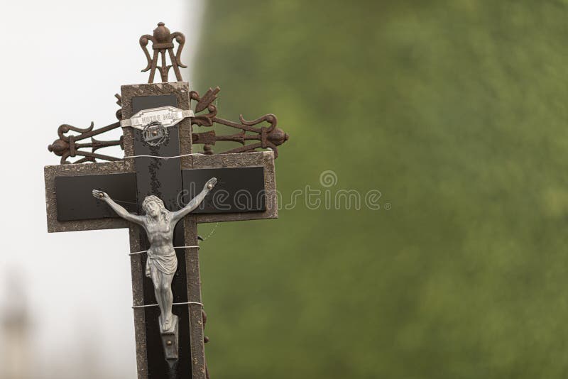 Closeup of the Cross in the Graveyard Stock Photo - Image of death ...