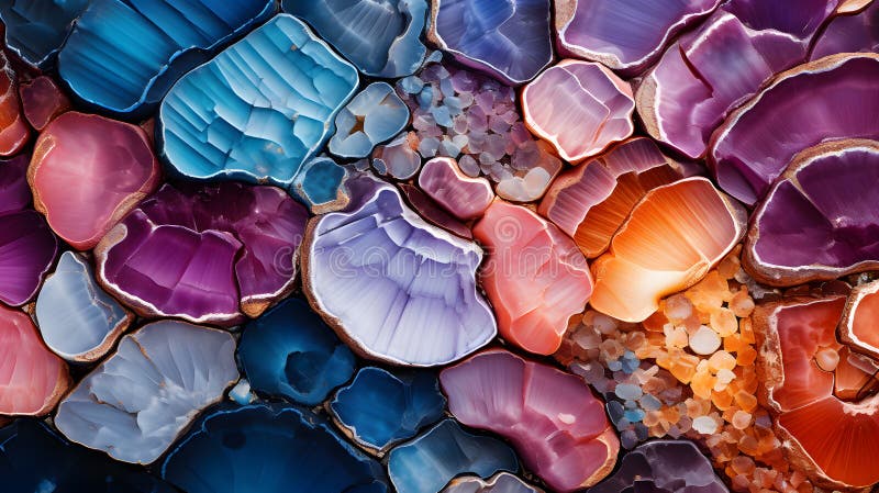 Closeup of Cross Section of Different Colorful Abstract Healing Stone ...