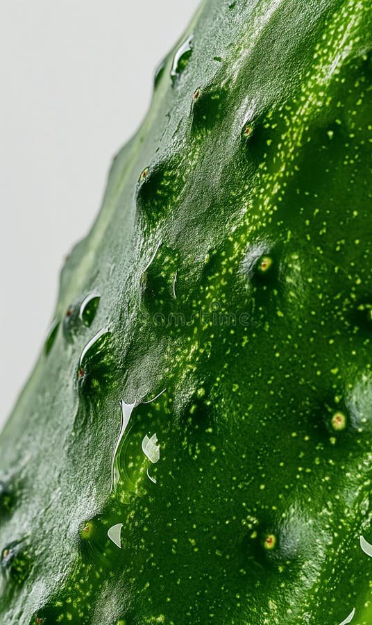 A Closeup of the Cucumber Texture, Showcasing Its Smooth and Slightly ...