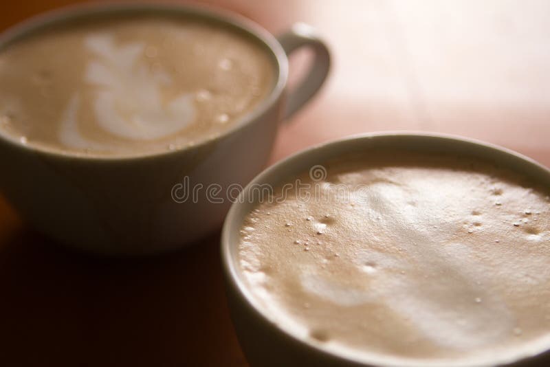 Close-up a Cups of Coffee on a Table in a Cafe Stock Photo - Image of ...