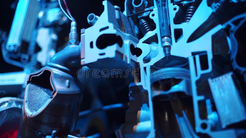 A Closeup of a Cutaway Internal Combustion Engine. Stock Footage ...