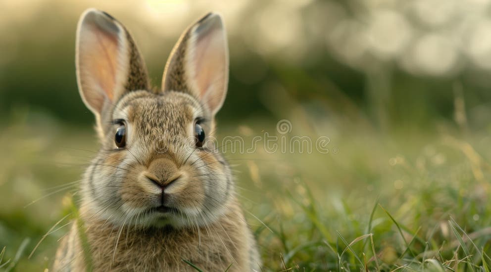Closeup of a Cute Rabbit in the Grass Stock Illustration - Illustration ...
