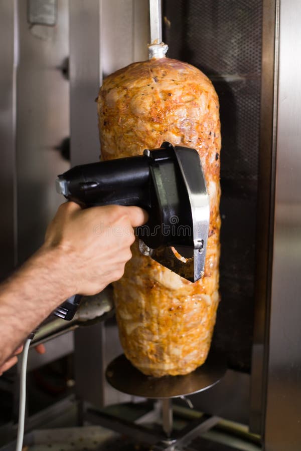 Closeup on Cutting Meat for Kebab in Restaurant Stock Photo - Image of ...