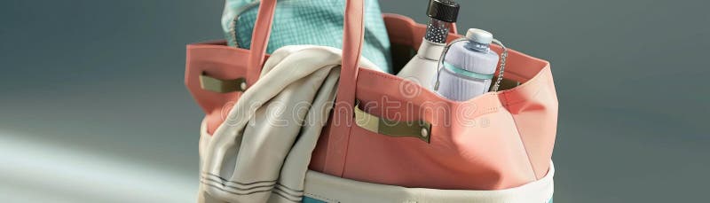 Closeup of a 3D Model of a Beach Bag with Essentials Stock Illustration ...