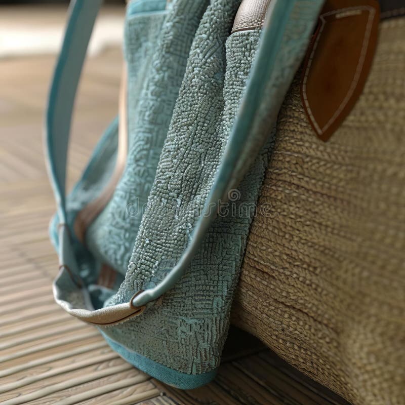 Closeup of a 3D Model of a Beach Bag with a Towel Stock Illustration ...