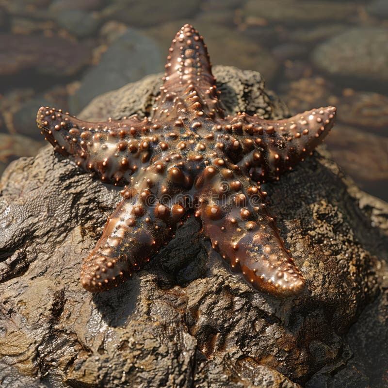 Closeup of a 3D Model of a Starfish on a Rock Stock Illustration ...