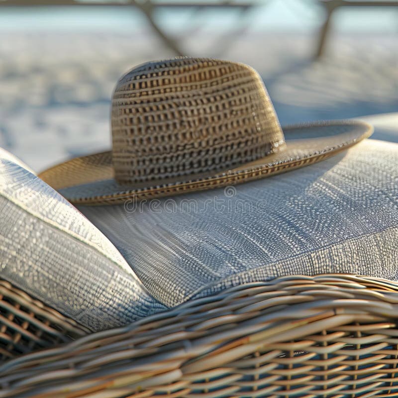 Closeup of a 3D Model of a Sun Lounger with a Hat Stock Illustration ...