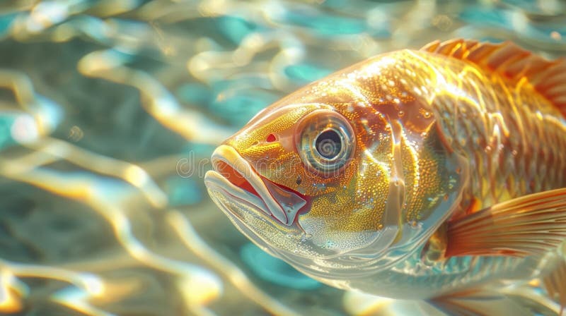 Closeup of a 3D Model of a Tropical Fish in Clear Water Stock ...