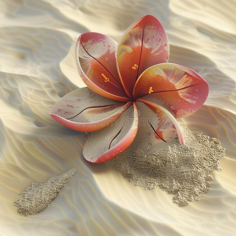 Closeup of a 3D Model of a Tropical Flower in the Sand Stock ...