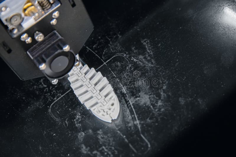 Closeup 3D Printer Mechanism Working Element Design of Device during ...