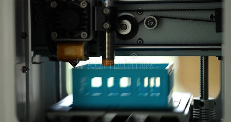 Closeup of 3D Printer Printing Small Blue House Stock Footage - Video ...