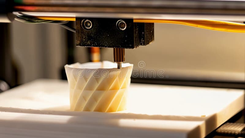 A Closeup of a 3D Printer Working on a Desk Layering Smart Materials ...