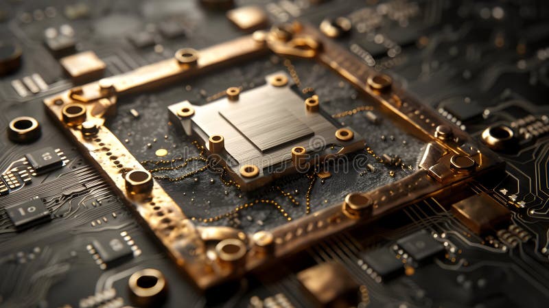 Closeup 3D Render of a Circuit Board Stock Illustration - Illustration ...