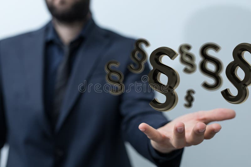 Closeup of 3D Rendered Paragraph Section Sign Hovering in the Human ...