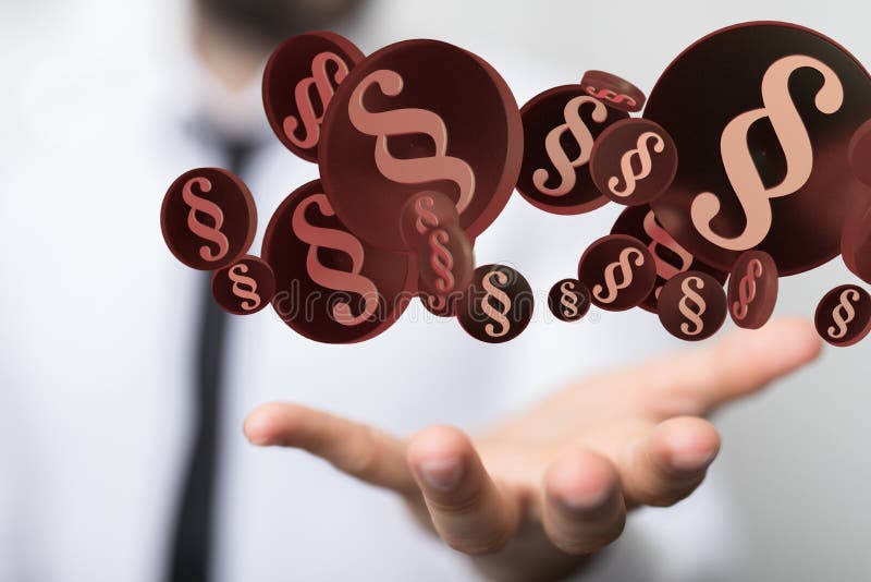 Closeup of 3D Rendered Paragraph Section Sign Hovering in the Human ...