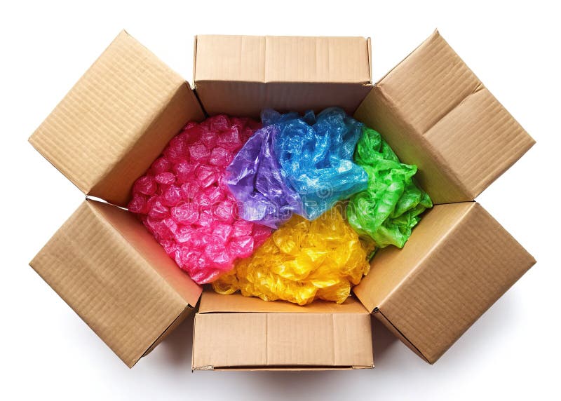 Closeup of a Damaged Cardboard Box with Bubble Wrap Protection a Visual ...