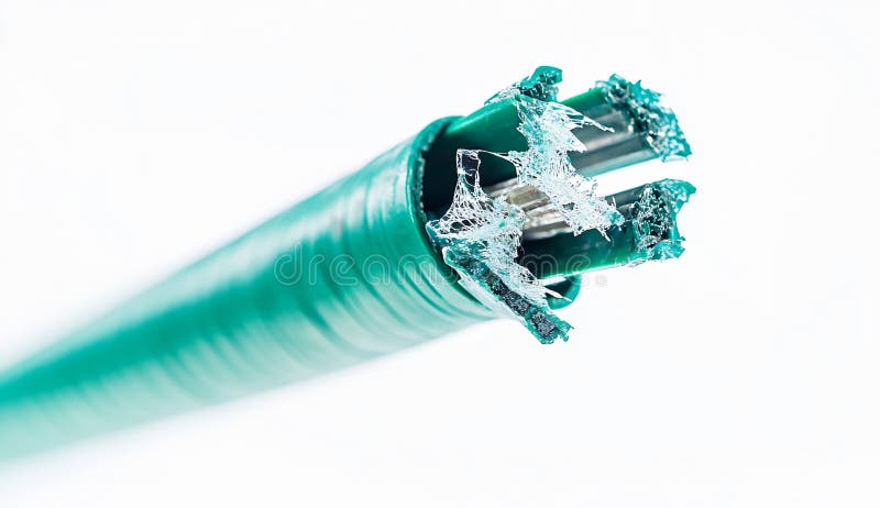 Closeup Damaged Teal Cable Wire Broken Insulation High Quality Image ...