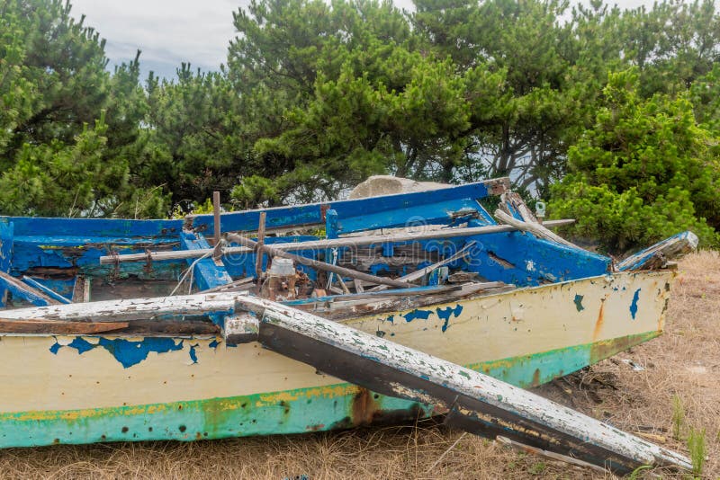 Closeup of Damaged Wooden Rowboat Stock Photo - Image of brown ...
