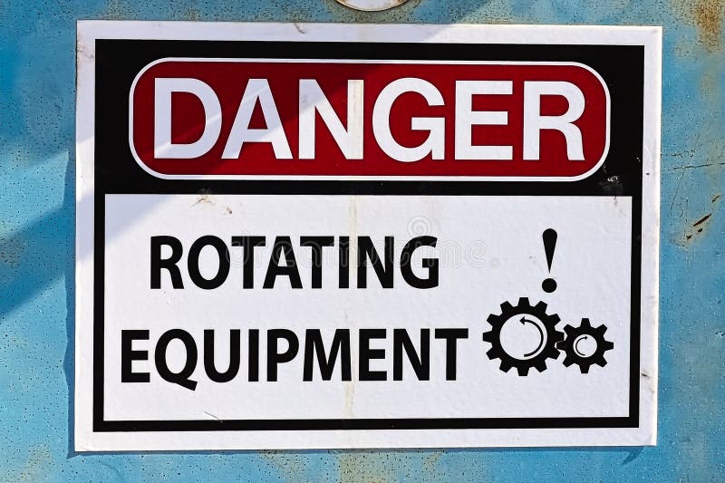 Closeup of a Danger Rotating Equipment Sign Stock Image - Image of ...