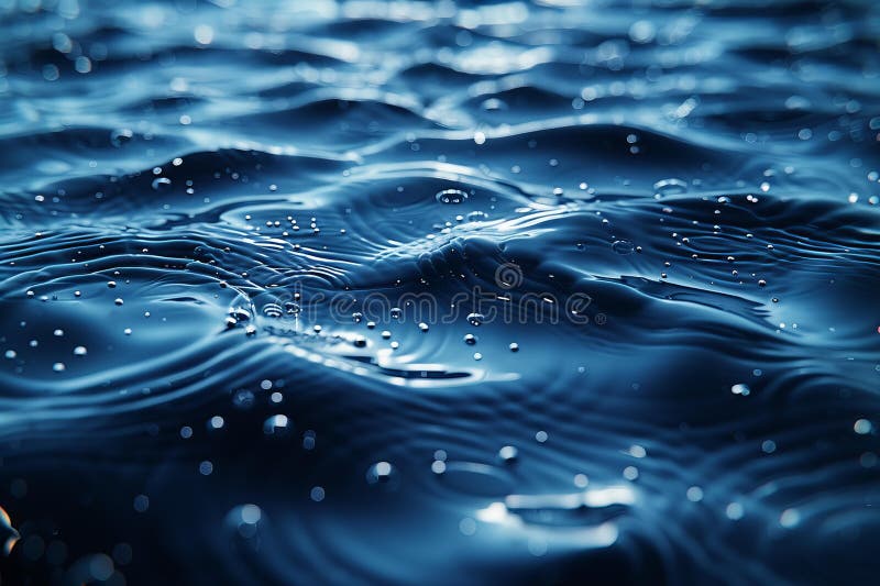 A Closeup of the Dark Blue Water Surface, Showing Ripples and Patterns ...