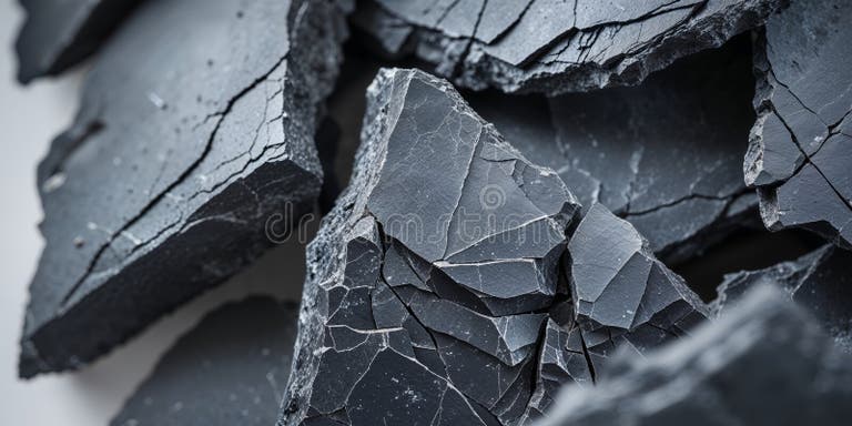 Closeup of Dark Broken Slate Stones with Sharp Textures and Cracks ...
