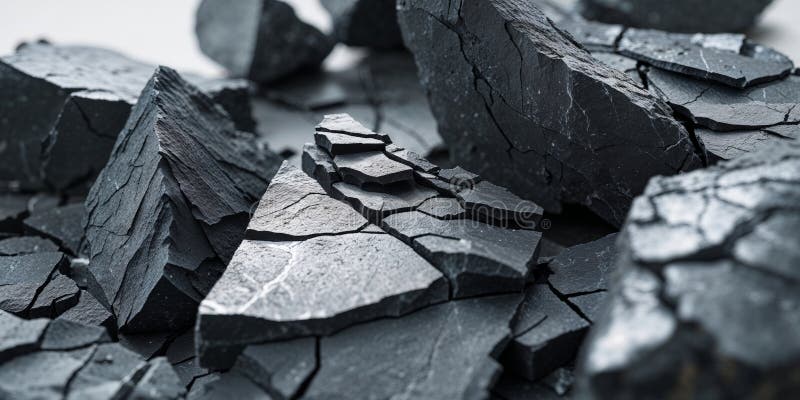 Closeup of Dark Broken Slate Stones with Sharp Textures and Cracks ...