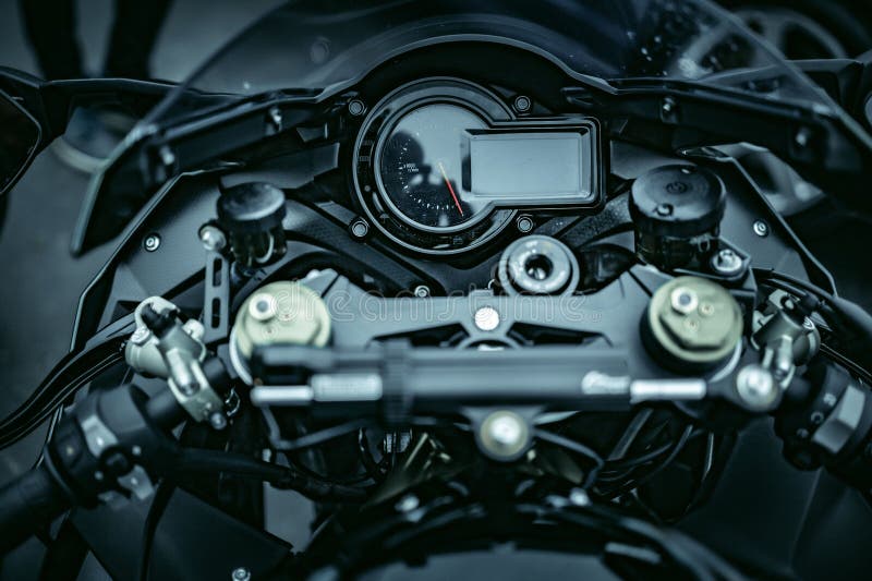 Closeup of the Dashboard and Speedometer of a Modern Motorcycle Stock ...