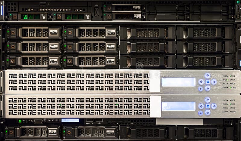 Closeup of Data Center Hardware - Front Side of Server Stock Image ...