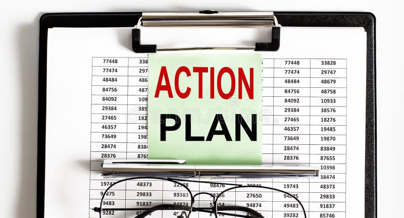 TIME TO ACTION on Easel with Office Tools and Paper.Top View. Business ...