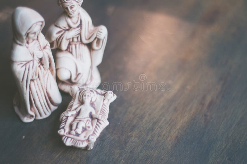 Closeup of Decorative Christian Figures Carved from Wood Stock Image ...