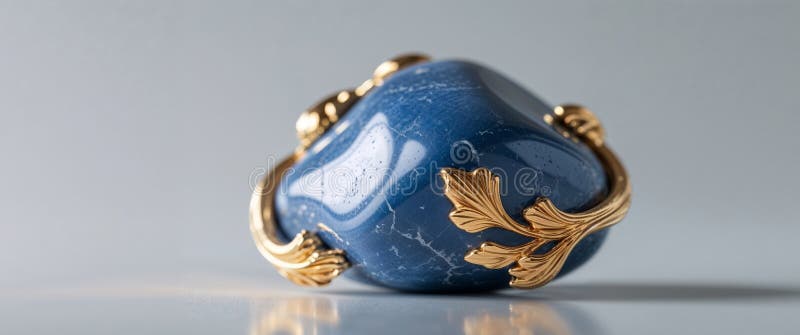 Closeup Decorative Jewel Blue Stone Gold Stock Image - Image of marble ...