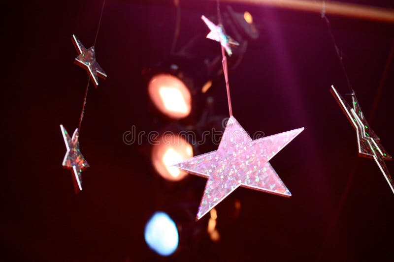 Closeup of Decorative Stars Hanging from the Ceiling. Stock Photo ...