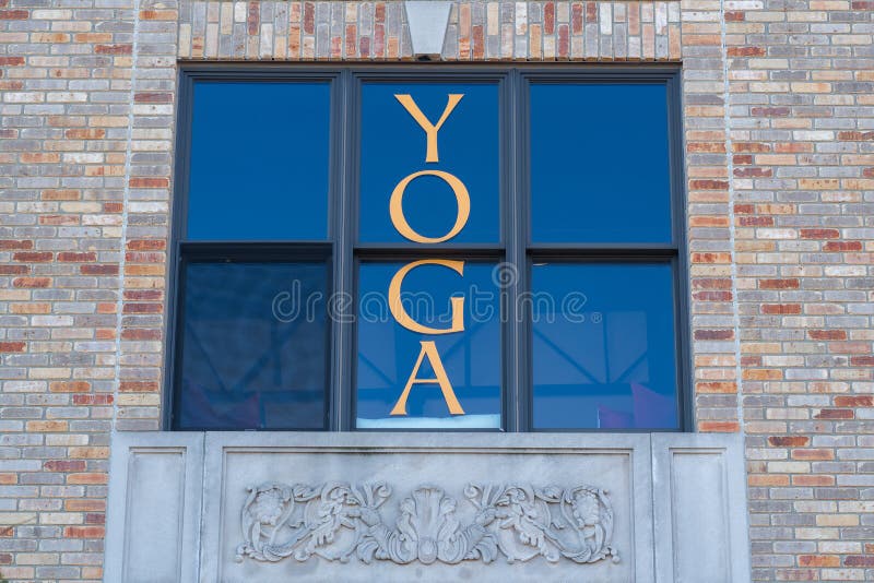 Yoga Studio Sign in the Midwest Stock Image - Image of health, open ...
