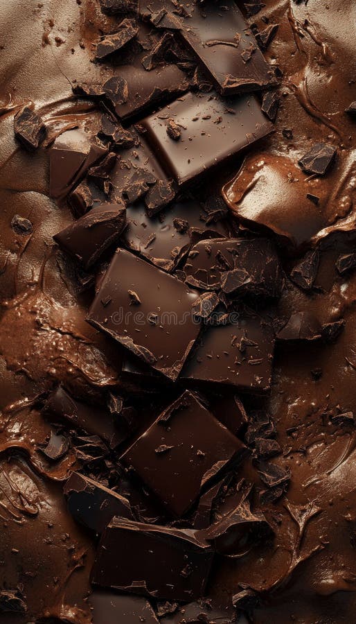 Delicious Dark Chocolate on Black Table, Closeup Stock Illustration ...
