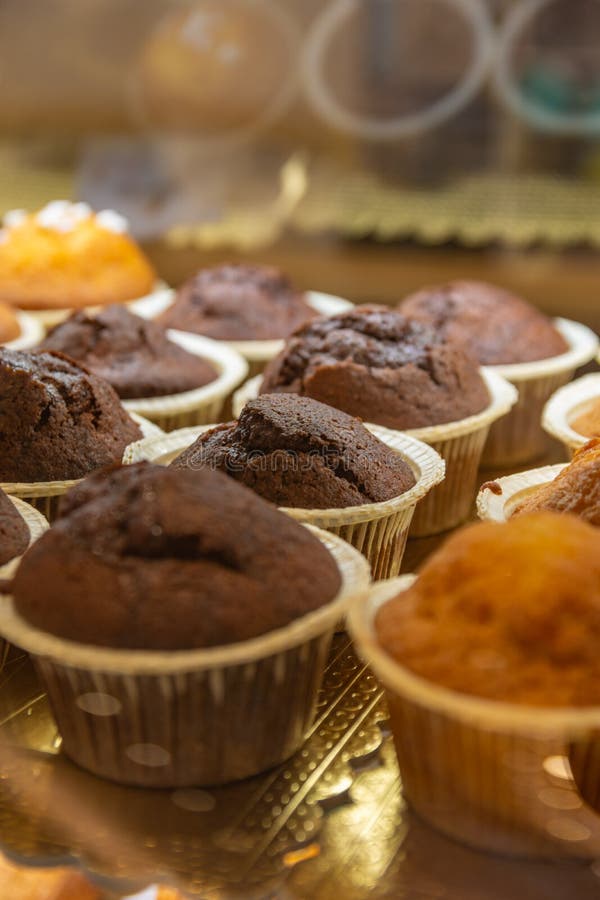 Closeup of Delicious Muffins Inside an Italian Pastry. Stock Image ...