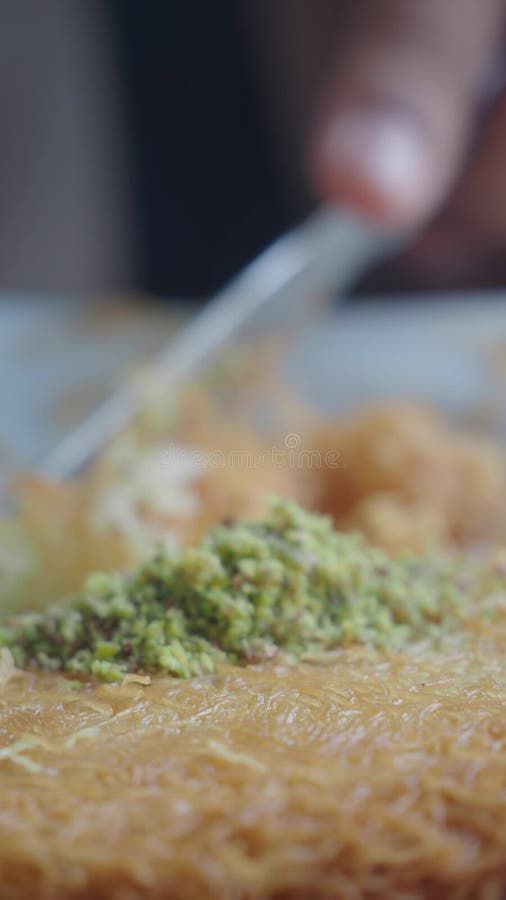 Closeup of Delicious Turkish Kunafa Stock Footage - Video of dining ...