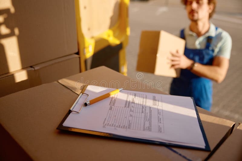 Closeup Delivery Document or Application Form for Package Receiving ...