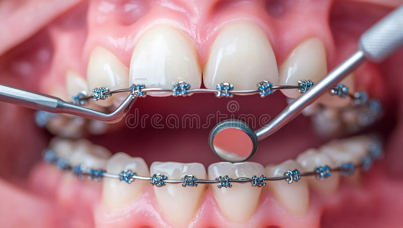 Closeup Dental Braces Teeth Examination High Quality Image Stock ...