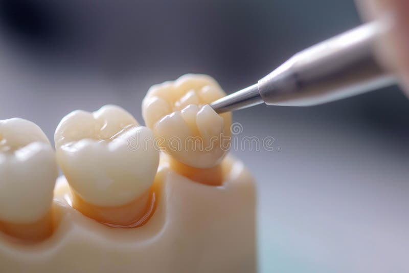 Closeup of Dental Restoration Procedure Using Drill, Teeth Being ...