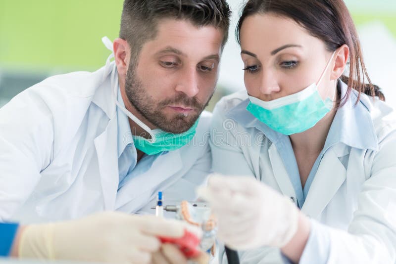 Closeup of Dentistry Student Practicing on a Medical Mannequin Stock ...