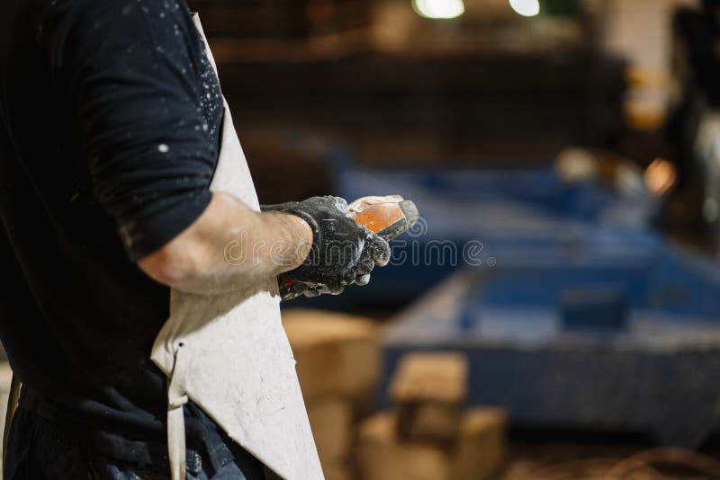 Hands of a Crane Operator Man Operating the Command in a Metal Workshop ...