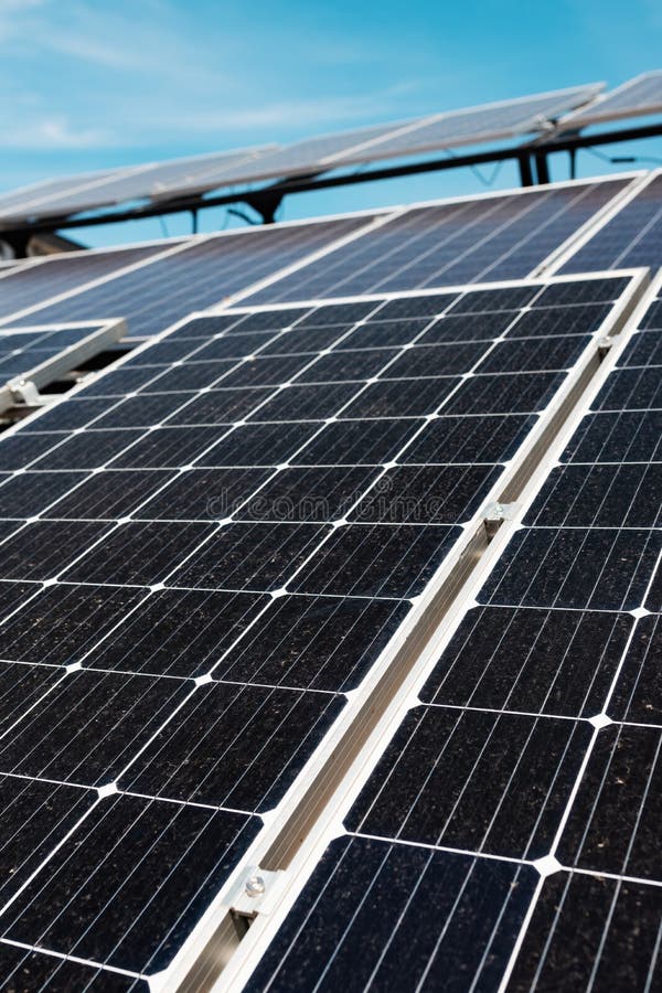 Closeup Detail of Solar Panel Industrial Equipment Installation Stock ...