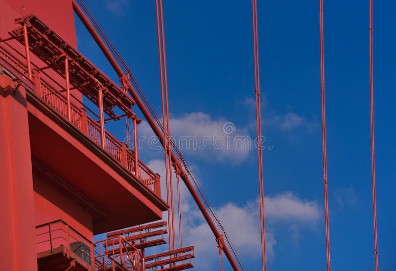 Closeup of the Details of Cable Bridge with Blue Sky Stock Photo ...