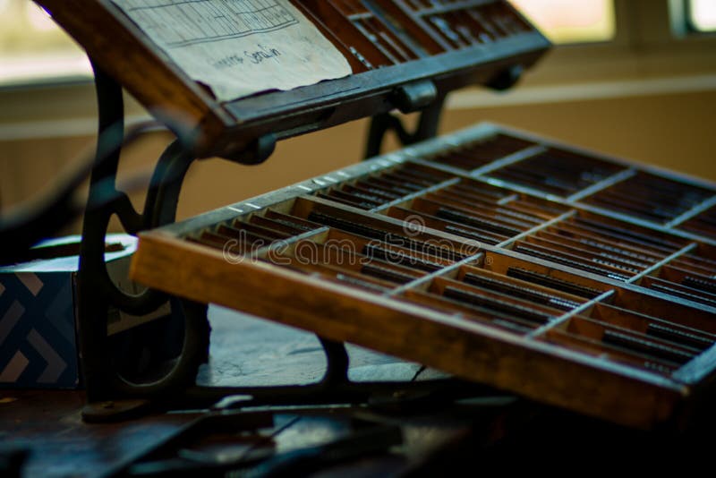 Closeup of Details of an Old Newspaper Printer. Stock Image - Image of ...