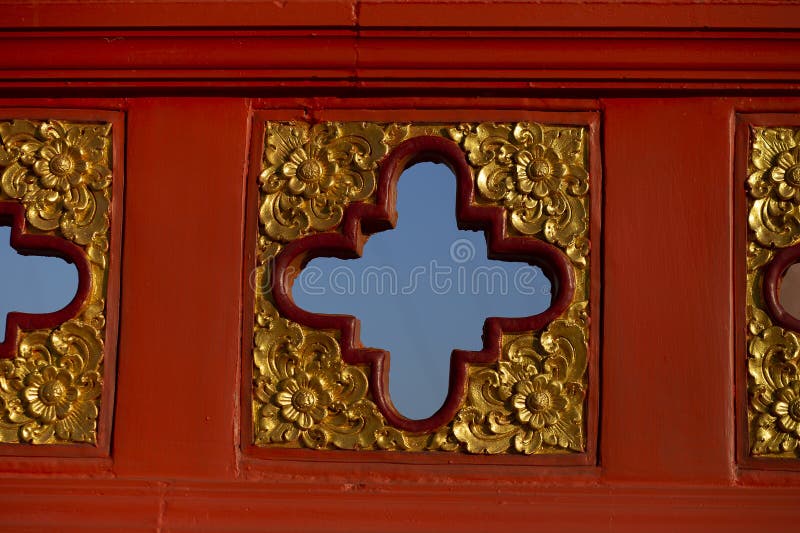 Closeup Details of Thai Temples are Decorated with Traditional Thai ...