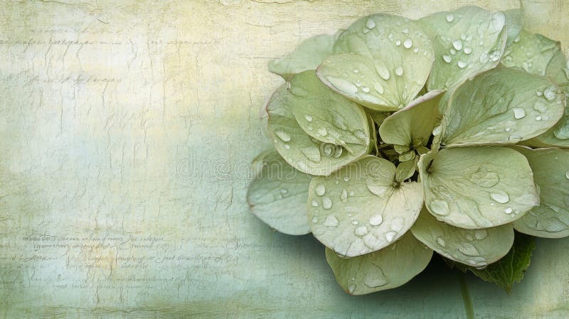Closeup of Dewy Green Leaves on Textured Background Stock Illustration ...