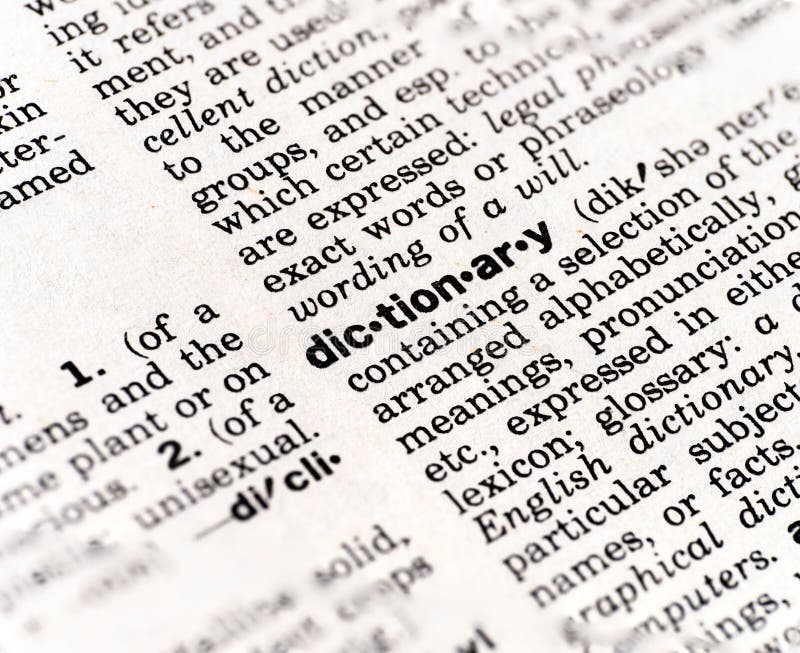 Closeup of the Dictionary Definition of the Word Dictionary Stock Image ...